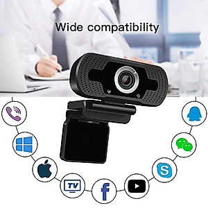 1080P Webcam with Microphone & Webcam Cover, 110-degree Wide Angle Widescreen USB HD Camera, Plug and Play, Laptop Computer Webcam for Live Web Lessons and Video Conference