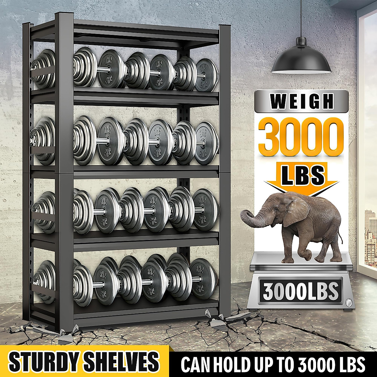 63" H|32" W All-Metal Garage Shelving Unit and Storage-Easy Assembly Shelves|Heavy-Duty Adjustable Shelf 5 Tier Rack|Waterproof Rust-Resistant Storage Shelves for Industrial Warehouse Basement