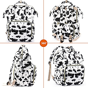 Diaper Bag Backpack for Mom & Dad, Multifunction Waterproof Baby Changing Bags, Large Nappy Bag Backpack (Cow)