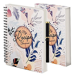 Performore My Recipe Journal 8.5” x 11” Spiral Bound Recipe Notebook, Blank Recipe Book to Write in your Own Recipes, Includes Pen and Slipcase with 100 Blank Pages