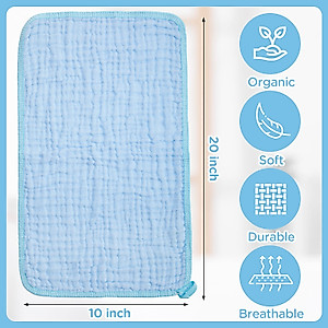 Tudomro 20 Pack Muslin Burp Cloths 20 x 10 Inch Absorbent Baby Burping Cloth 6 Layers Baby Rags Face Towels, 5 Colors