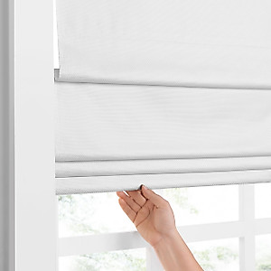 Eclipse Lane Cordless Roman Shades for Windows, Room Darkening, 23 in Wide x 64 in Long, Noise Reducing and Energy Efficient Window Treatments for Living Room, Bedroom or Office, White