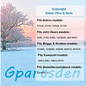Gpartsden 8PK 51001500 Snow Blower Shear Bolts & Nuts Fits for Ariens 5/16" 510015 Snowthrowers