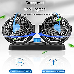 Car Fan, Electric Car Fans for Rear Seat Passenger Portable Car Seat Fan Headrest 360 Degree Rotatable Backseat Car Fan (24V Cigarette Lighter)