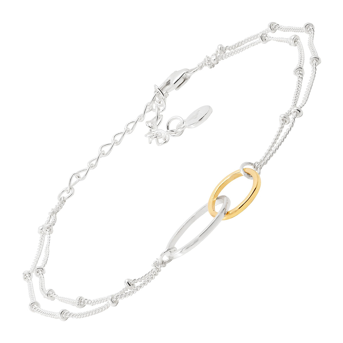 Silpada 'Pagosa' Circle Linking Station Bracelet in 14K Yellow Gold Plated Sterling Silver, 7.5" + 2"