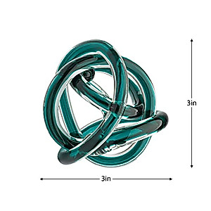 Torre & Tagus Orbit Glass Décor Ball - Abstract Teal Glass Knot for Home Decor on Decorative Books, Modern Room Decor & Office Art Sculpture as Bedroom Decor, Entryway Decor, Shelf Decor, 3" Diameter