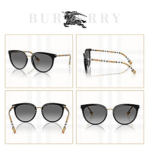 BURBERRY Willow BE4316 385311 54MM Black/Grey Gradient Round Sunglasses for Women + BUNDLE With Designer iWear Eyewear Kit