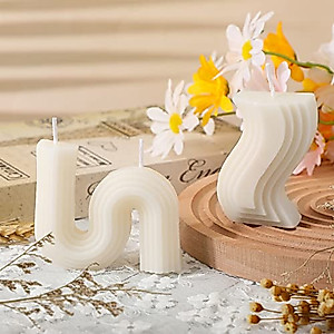 2 Pcs Twist Candles Aesthetic Cool Candle Trendy Candles Minimalist Geometric Shaped Candles S Shaped Decoration Art Candle Soy Wax Candle Funky Scented White Candle for Christmas Birthday Wedding