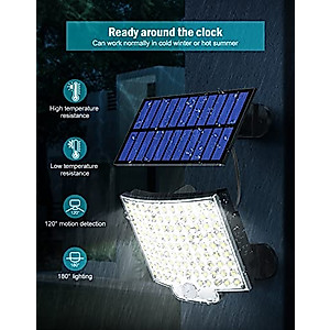 MPJ Solar Light for Outdoor, 106 LED Solar Light Outdoor with Motion Sensor, IP65 Waterproof, 120° Lighting Angle, Solar Wall Light for Garden with 16.5 ft Cable