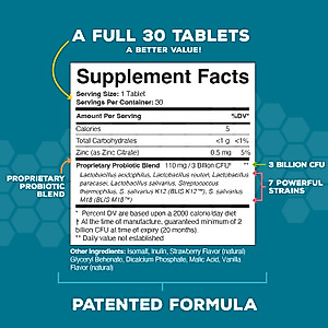 Childrens Oral Probiotics – Oral Care Probiotic for Kids Cavity Prevention & Bad Breath Treatment Supplement w/BLIS K12 M18 Mouth & Gum Health Dentist Formulated 30 Lozenge Strawberry –eBook Included