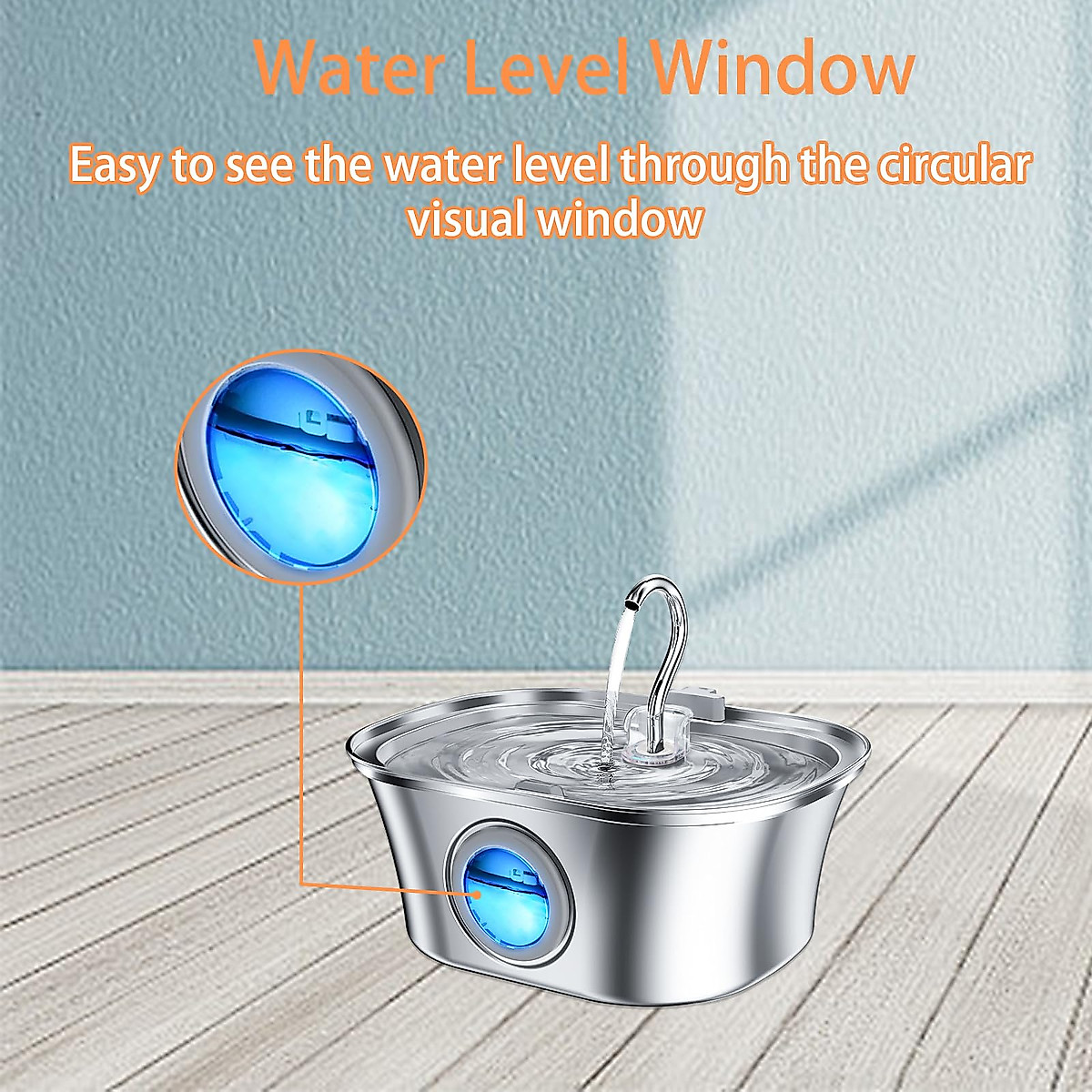 Stainless Steel Cat Water Fountain, 108oz/3.2L Cat Water Fountain with Filter, Automatic Cat Water Fountain with Ultra-Silent Pump, Water Level Window, Cat Feeding & Watering Supplies