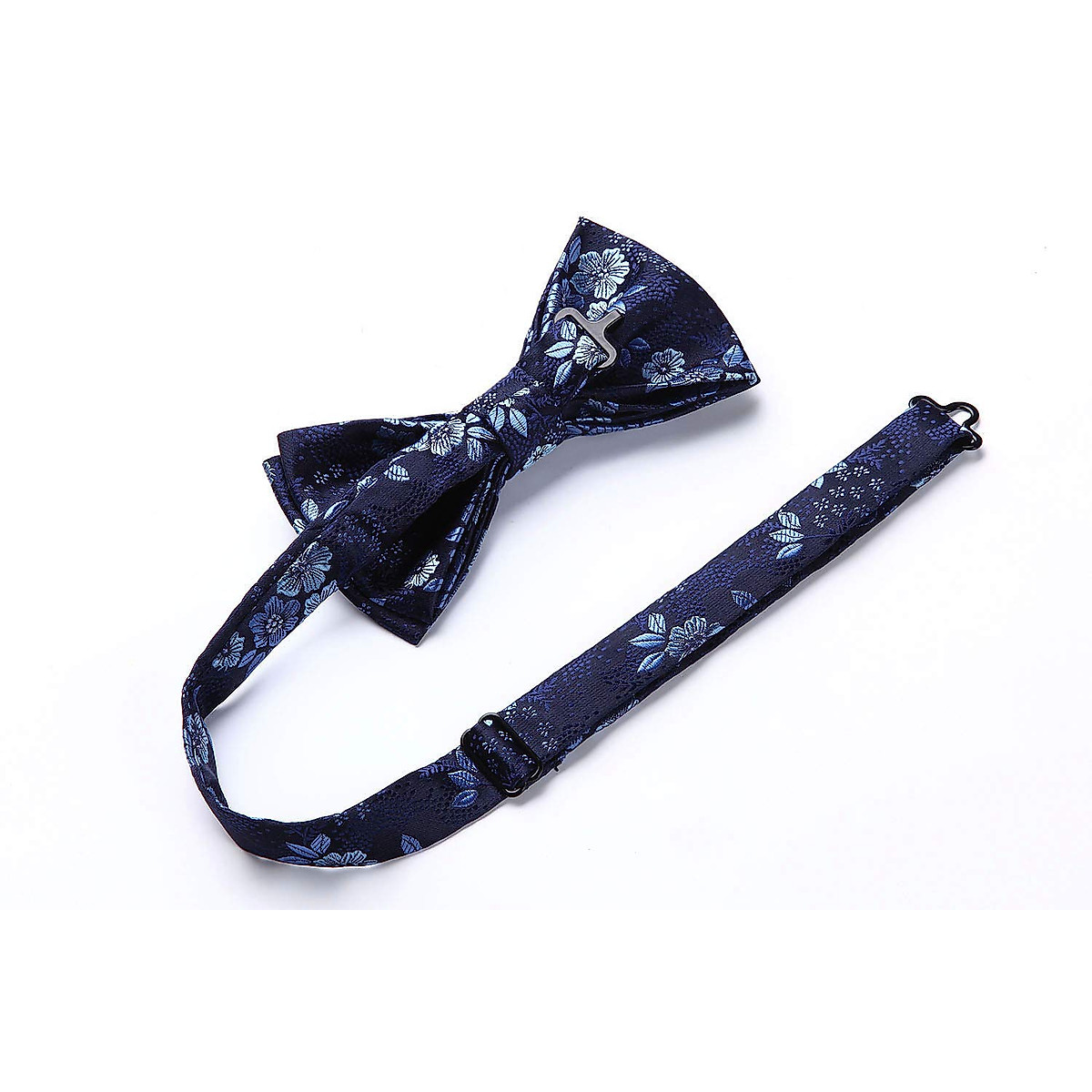 HISDERN Bow Ties for Men Blue Bow Tie Pre-tied Black Paisley Bow Ties and Pocket Square Set Formal Men's Floral Bowtie Classic Bowties for Wedding Party
