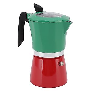 YYQTGG Stovetop Moka Pot, Moka Pot Classic Stovetop Espresso and Coffee Maker for Travel, Espresso Cup Moka Pot Stovetop Espresso Maker(Green Red, No. 6 Pot 300ML)