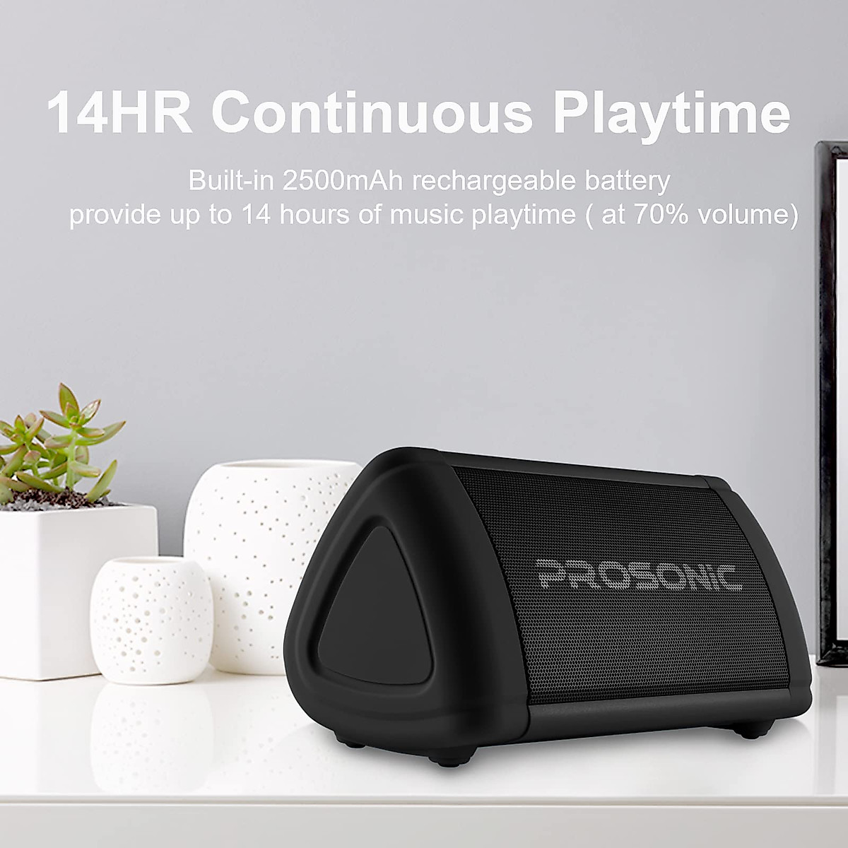 Prosonic BT3 Portable Wireless Bluetooth Speaker with 10W Stereo Sound & Bass Boost -Rich Sound & Intense Bass -Bluetooth 5.0 -Microphone -IPX5 - in & Outdoor Speaker (Black)