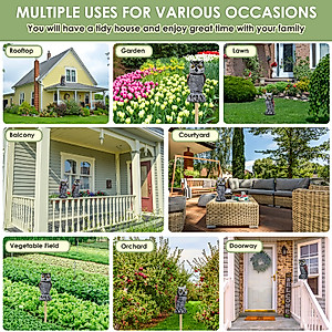 SETCADE Owl Decoy to Scare Birds Squirrels Away, Rotating Head Plastic Fake Garden Owl Statue, Halloween Decorations Outdoor, Owl Scarecrow Bird Deterrents for Outside Garden Orchard Courtyard 2 Pack