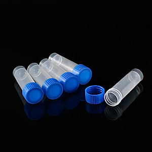 Eowpower 36Pcs 5ml Blue Cryo Tubes, Plastic Graduated Small Vials with Screw Caps Sample Tubes, with Silica Gel Gasket, DNAse/RNAse Free