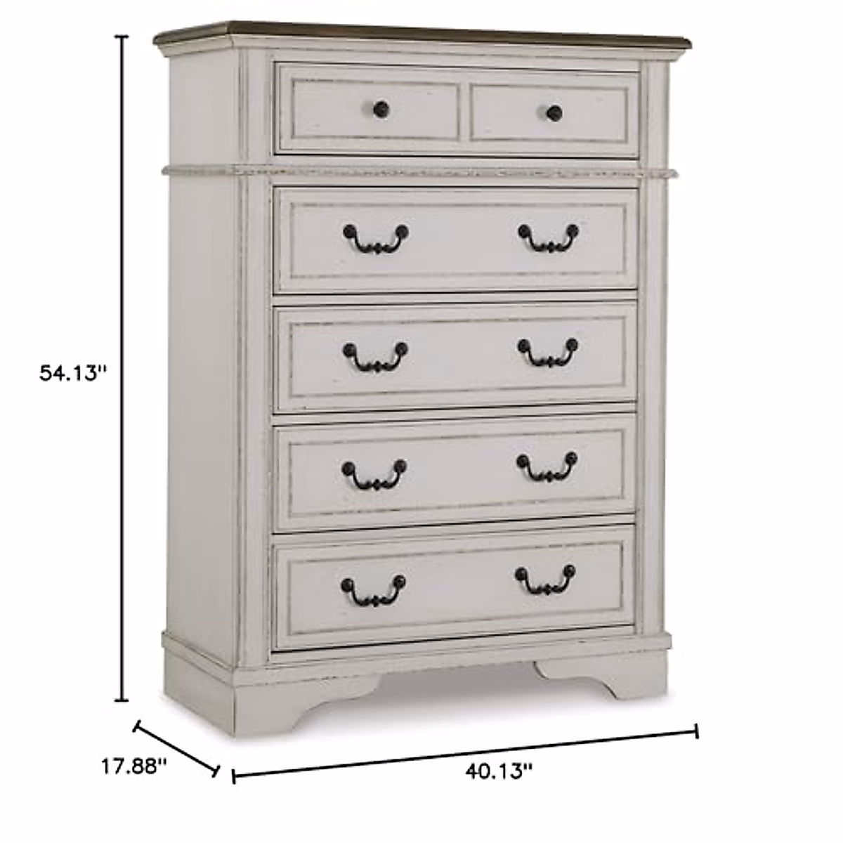 Signature Design by Ashley Brollyn Traditional 5 Drawer Chest, White & Light Brown