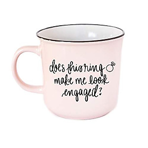 Sweet Water Decor Does This Ring Make Me Look Engaged Mug | 16oz Campfire Style Mug for Brides | Bridal Shower, Engagement Gift