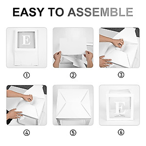 Baby Girl First Birthday Party Decorations 'ONE' Letters Individual Three White Transparent Square Boxes with 24 Balloons Decor for 1 Year Old Baby Birthday Party Decor Backdrop Favors