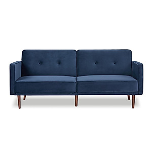 Artdeco Home Convertible Sofa with 3 Level of Adjustability, 76" W Mid-Century Style Soft 100% Polyester Fabric Sofa Bed for Living Room (Velvet Blue)