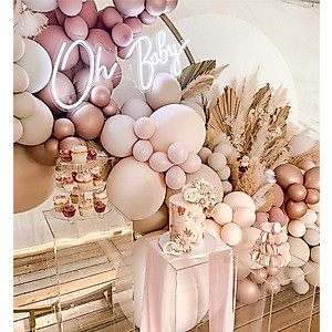 Boho Balloons Garland Arch Kit - Double Stuffed Dusty Rose Pink Rose Gold Cream Peach Apricot Latex Balloon Different Sizes 18 12 10 5In Neutral Ballon for Baby Shower Gender Reveal Party