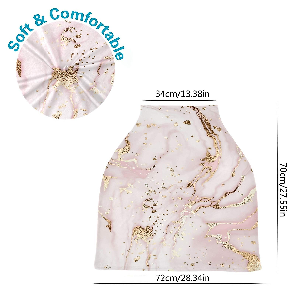 Nursing Cover Breastfeeding Scarf Rose Gold Glitter Marble- Baby Car Seat Covers, Stroller Cover, Carseat Canopy (2na7a)