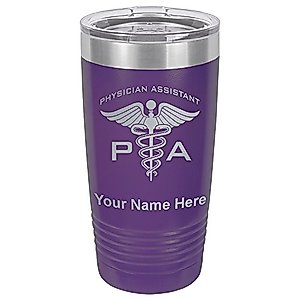 LaserGram 20oz Vacuum Insulated Tumbler Mug, PA Physician Assistant, Personalized Engraving Included (Dark Purple)