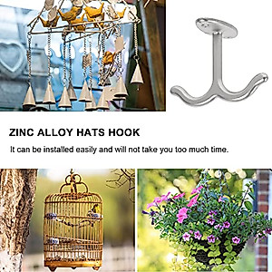 TEHAUX 4 Pcs Coat Hanging Hooks Double Prong Ceiling Hooks Retro Clothes Hat Hooks