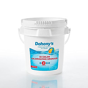 Doheny's Di-Chlor Granular Chlorine | Pro-Grade 3-in-1 Pool Chlorine Granules Sanitizer, Shock and Algaecide! | Fast-Dissolving | Highly-Concentrated 56% Available Stabilized Chlorine | 50 LB Bucket