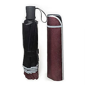 50 inch Large-size Manual Collapsible Travel Umbrella - Compact, Lightweight, UV Protection, Reverse Umbrella for Men and Women (Double Canopy/Wine)