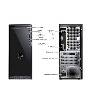 Dell Inspiron 3671 Desktop Gaming Desktop, Intel Core i7-9700 Processor, 32GB DDR4 RAM, 1TB PCIe SSD + 1TB HDD, WiFi, Bluetooth, DVDRW, HDMI, VGA, Windows 11 Pro, Black