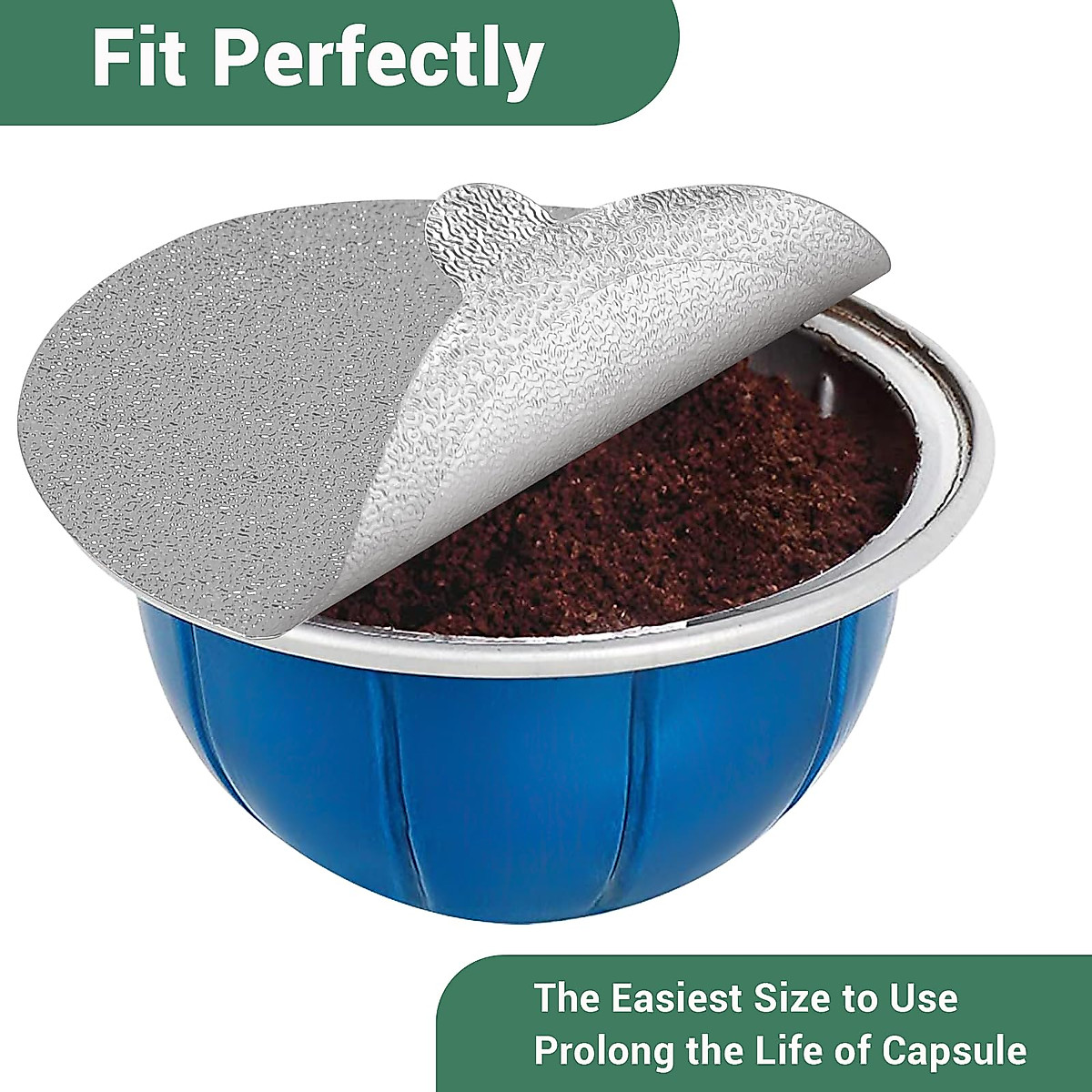 Aluminum Foils Lids to Reuse Vertuoline Capsules Coffee Pods and Refillable Pods，Compatible with Nespresso VertuoLine Machine, 64mm (100pcs)
