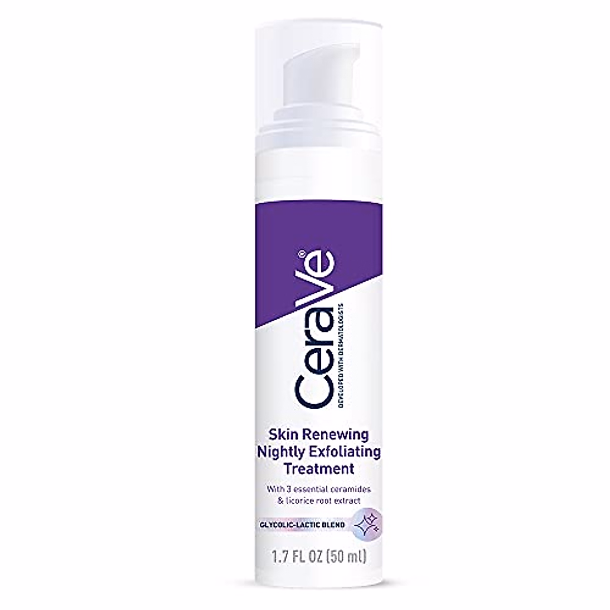 CeraVe Skin Renewing Nightly Exfoliating Treatment | Anti Aging Face Serum with Glycolic Acid, Lactic Acid, and Ceramides| Dark Spot Corrector for Face | 1.7 Oz