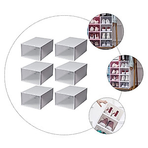 Hemoton Clear Shoe Organizer Plastic Shoe Box with Clear Door, 6pcs Plastic Stackable Shoe Organizer for Closet, Space Saving Foldable Shoe Rack Sneaker Container Bin Holder