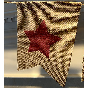 USA Burlap Patriotic Banner Bunting - 4th of July Party Decoration - Memorial Day Burlap Celebration Supplies - Honor Military Veterans Day Garland by Jolly Jon