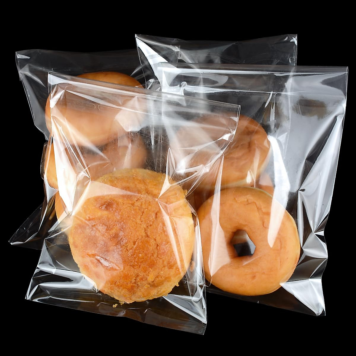 COOLAKE Self Sealing Cellophane Bags 6x8 Inch 100 Pcs Clear Resealable Cello Bags Self Adhesive Treat bags for Packaging,Bakery Bread,Cookies,Favors,Products,Candy