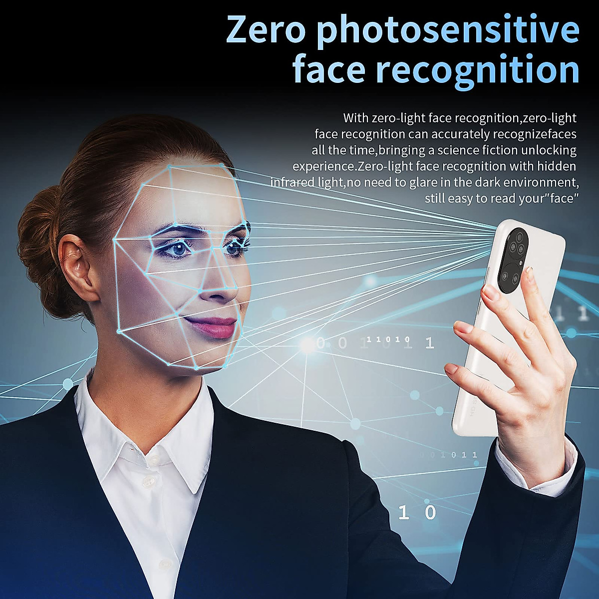 Yunseity Unlocked Smartphone, H22 Face Recognition Dual SIM Cards Mobile Phone, 6.5 Inch HD Full Creen 6GB RAM 64GB ROM Ultra Thin Smart Phone, 5MP 13MP Cameras, Smooth Display