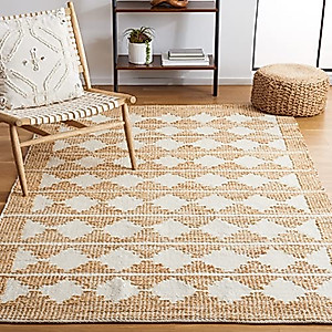 SAFAVIEH Natural Fiber Collection Area Rug - 8' x 10', Ivory & Natural, Handmade Farmhouse Jute & Wool, Ideal for High Traffic Areas in Living Room, Bedroom (NF511A)