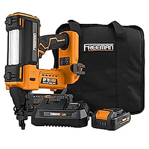 Freeman PE20V2118G2 20 Volt Cordless 2-in-1 18-Gauge Nailer/Stapler Kit with Lithium Ion Battery, Charger, Bag, and Fasteners (400 Count) – 1400 Shots per Charge