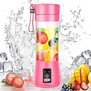 FlyBanboo Portable Blender, Personal Blender with USB Rechargeable Mini Fruit Juice Mixer,Personal Size Blender for Smoothies and Shakes Mini Juicer Cup Travel 380ML(Pink)
