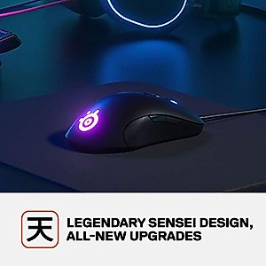 SteelSeries Sensei Ten Gaming Mouse 18,000 CPI TrueMove Pro Optical Sensor Ambidextrous Design 8 Programmable Buttons 60M Click Mechanical Switches – RGB Lighting,Black