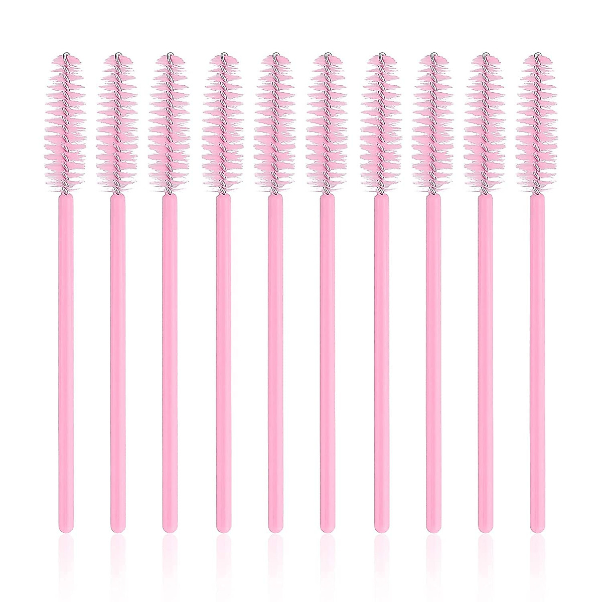 G2PLUS 300PCS Eyelash Brush, Disposable Eyelash Mascara Brushes Wands Applicator Tools Makeup Brush Kits, Eyelash Spoolies Eyelashes Brush for Eyelash Extensions and Eyebrow Brush (Pink)