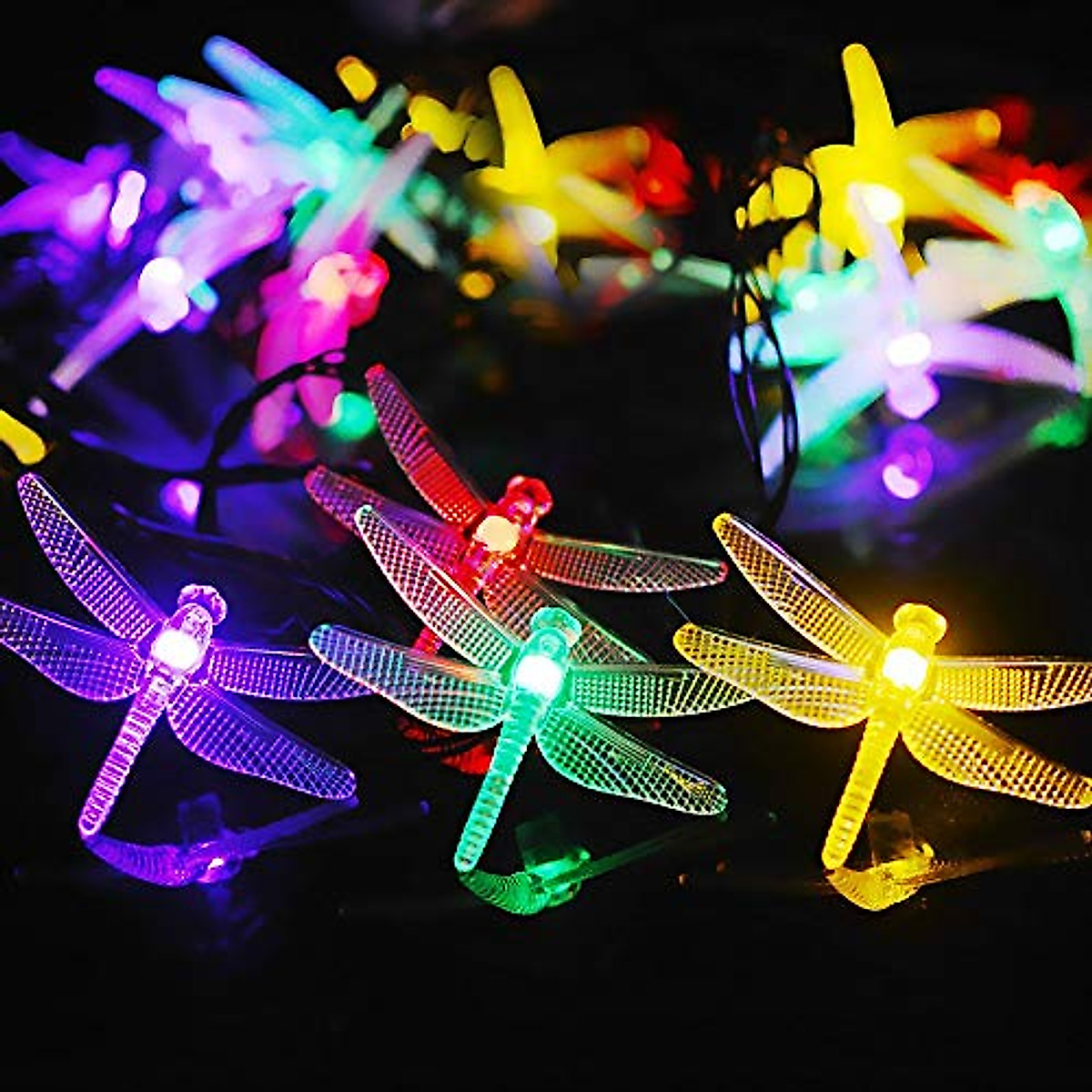 Venhoy String Lights Solar 30LEDdragonfly Shape Colored String Lights, Fairy String Lights, Star String Lights, Garden, Patio, Home, Wedding, Party, Christmas
