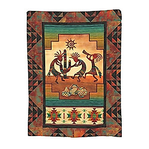 Arizona Kokopelli Retro Flute Art Full Fleece Throw Cloak Wearable Blanket Flannel Fluffy Comforter Quilt Nursery Bedroom Bedding King Size Plush Soft Cozy Air Conditioner Blanket