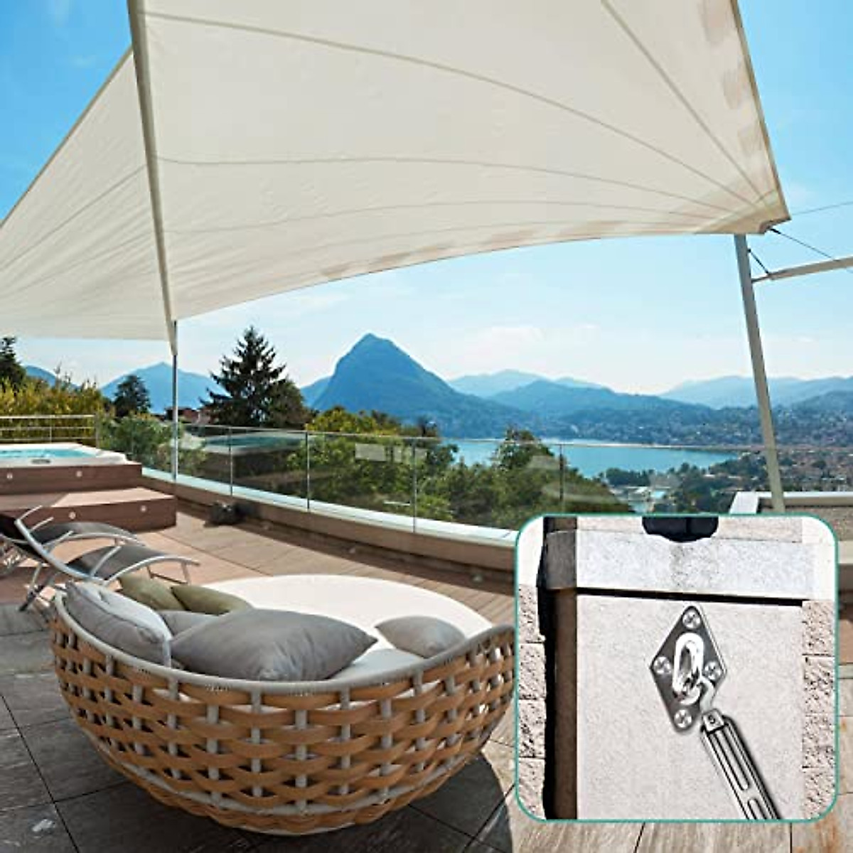 Kawoco 80PCS Sun Shade Hardware Kit, Heavy Duty Anti-Rust Rectangular/Square/Triangle Shade Sails Installation for Sun Shades Outdoor Patio Lawn and Garden