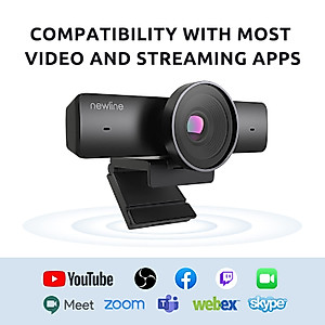 newlinework Full HD 1080P Webcam, Noise-Canceling Webcam with Microphone, Conference Webcam, Privacy Webcam Cover, 85°FOV USB Webcam, Plug and Play, Web Camera Works with Zoom/Skype/Teams, PC/Mac
