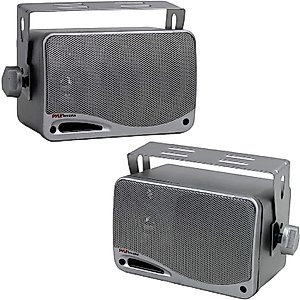 3-Way Weatherproof Outdoor Speaker Set - 3.5 Inch 200W Pair of Marine Grade Mount Speakers - in a Heavy Duty ABS Enclosure Grill - Home, Boat, Poolside, Patio, Indoor Outdoor Use - Pyle PLMR24 (White)