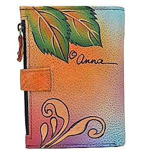 Anna by Anuschka Women's Hand Painted Genuine Leather Ladies Wallet - Rose Butterfly