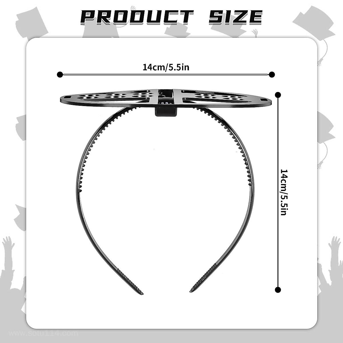 EMOOULI Black Graduation Cap Headband, 2024 New Grad Hat Insert，Secure Grad Hat And Hairstyle,Not Change Hair,Firm Anti-Fall Hairband for Graduates, Students, Women(Not Including the Grad Hat)