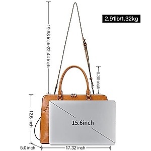 CLUCI Briefcase for Women Oil Wax Leather 15.6 Inch Laptop Slim Business Large Capacity Ladies Shoulder Bags Vintage Brown